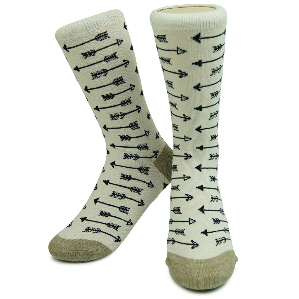 Men's Organic Socks | Beige Arrow Crew Socks | Neoneaters